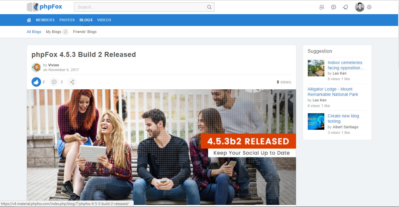 phpFox| Quick Preview of phpFox v4.6.0 Material Template