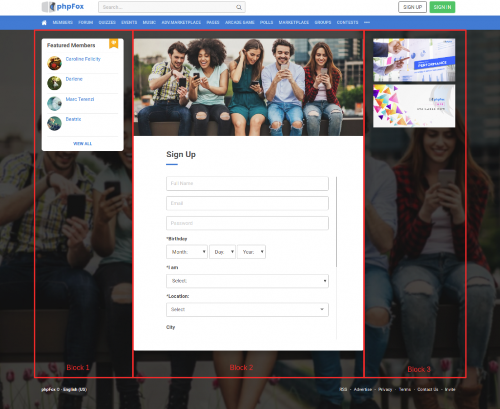 phpFox| Make your creative Home page with Custom blocks phpFox| Make your creative Home page with Custom blocks